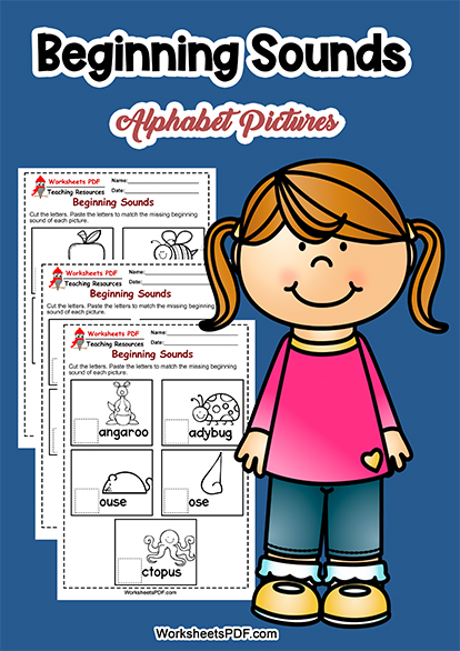 Letter sounds Activities - Cut the letters and Paste - Worksheets PDF