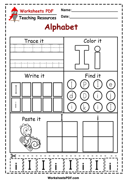 Letter I Worksheets PDF- Recognize, Trace, & Print