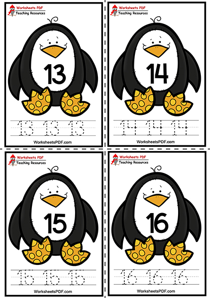 Penguin Number Tracing - Worksheets PDF