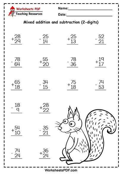Addition and Subtraction Worksheets PDF【Free Printables】