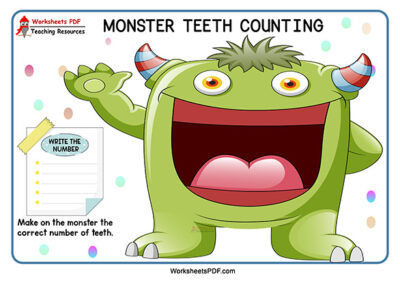 Monster teeth counting - Worksheets PDF