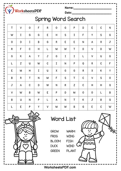 Free Printable Spring Word Search with Answers