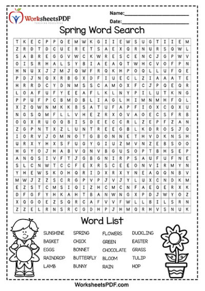 Free Printable Spring Word Search with Answers