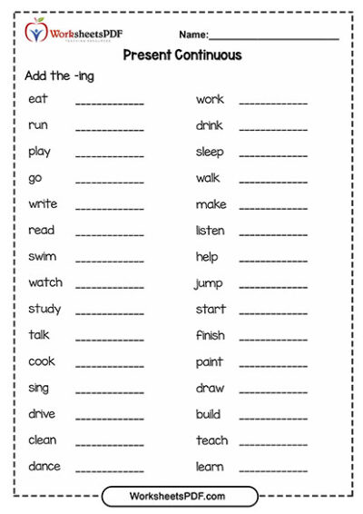 Present Continuous Worksheets - Grammar and Exercises