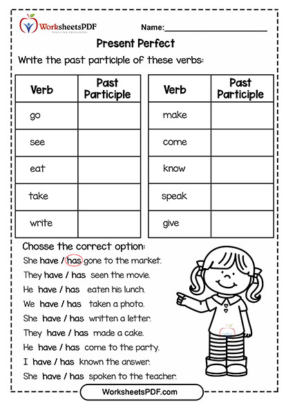 Present Perfect Worksheets PDF【 Grammar and Exercises