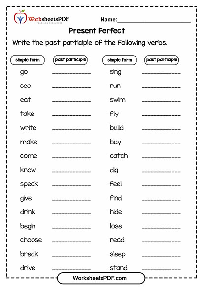 Present Perfect Worksheets PDF【 Grammar and Exercises