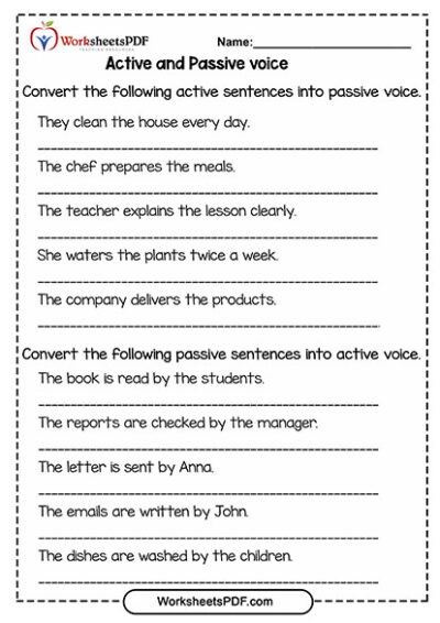 Free Active and Passive voice Worksheets PDF