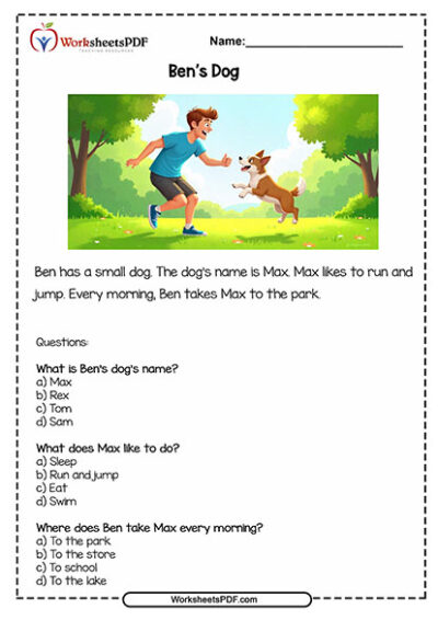 A1 Reading Comprehension FREE worksheets