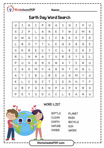Free Printables Earth Day Word Search - Worksheets PDF
