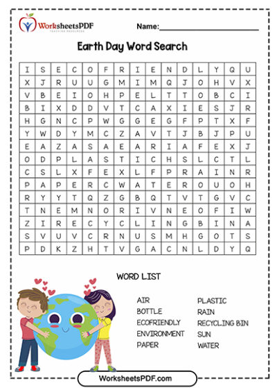 Free Printables Earth Day Word Search - Worksheets PDF