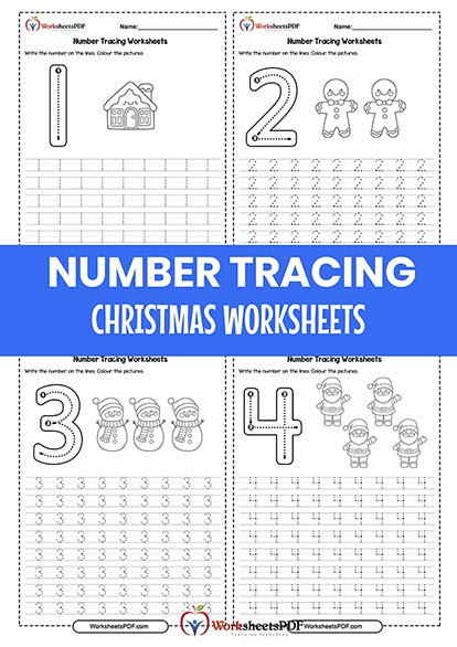 Christmas Number Tracing Worksheets - Worksheets PDF