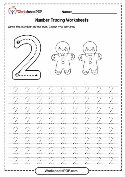 Christmas Number Tracing Worksheets - Worksheets PDF
