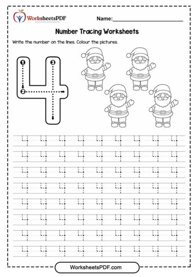 Christmas Number Tracing Worksheets - Worksheets PDF