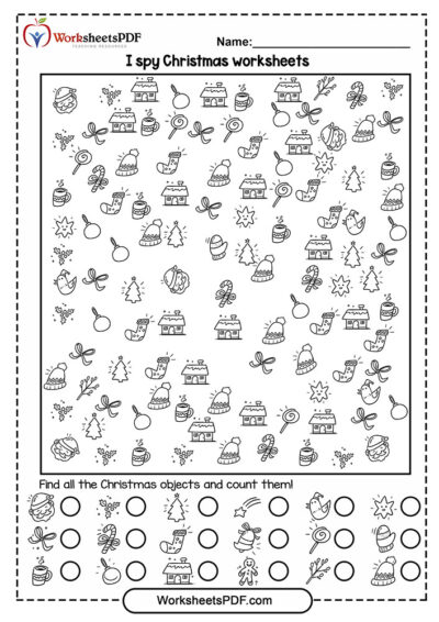 I spy Christmas worksheets - Worksheets PDF